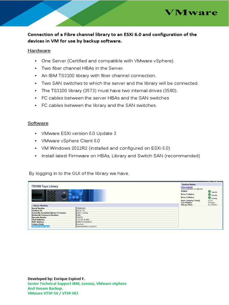Connection - FC HBA - Tape - ESXi6.0 | PDF | Backup | Computer Data Storage