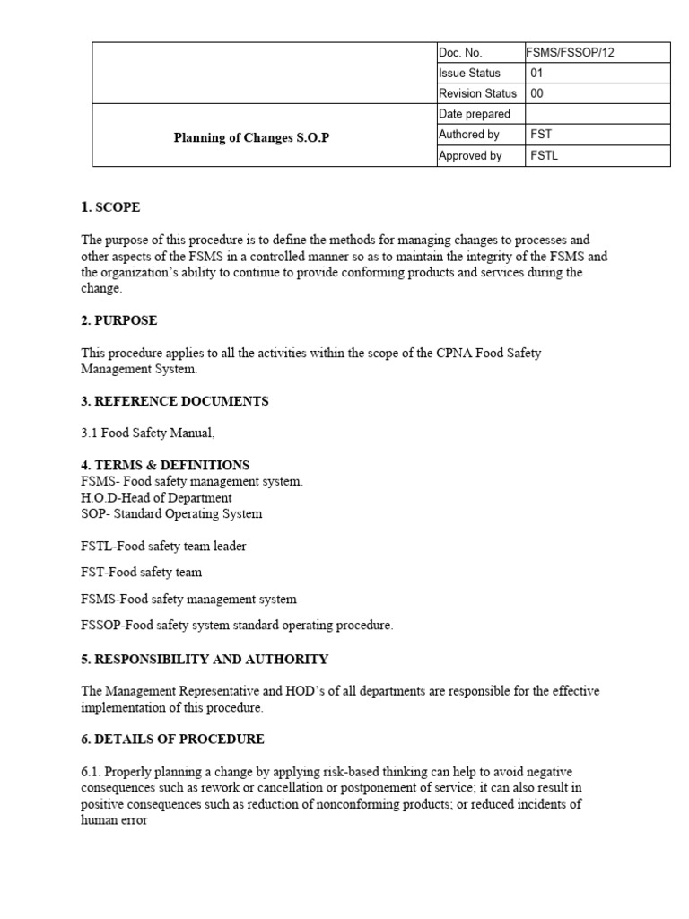 12planned change SOP | PDF | Business