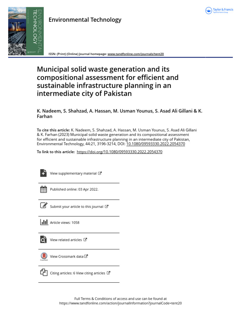 Municipal Solid Waste Generation and Its Compositional Assessment For ...