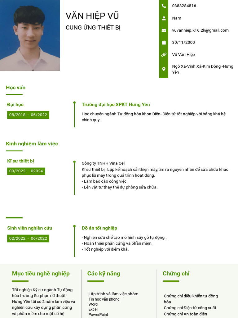 Van Hiep Vu TopCV - VN 160624.105514 | PDF