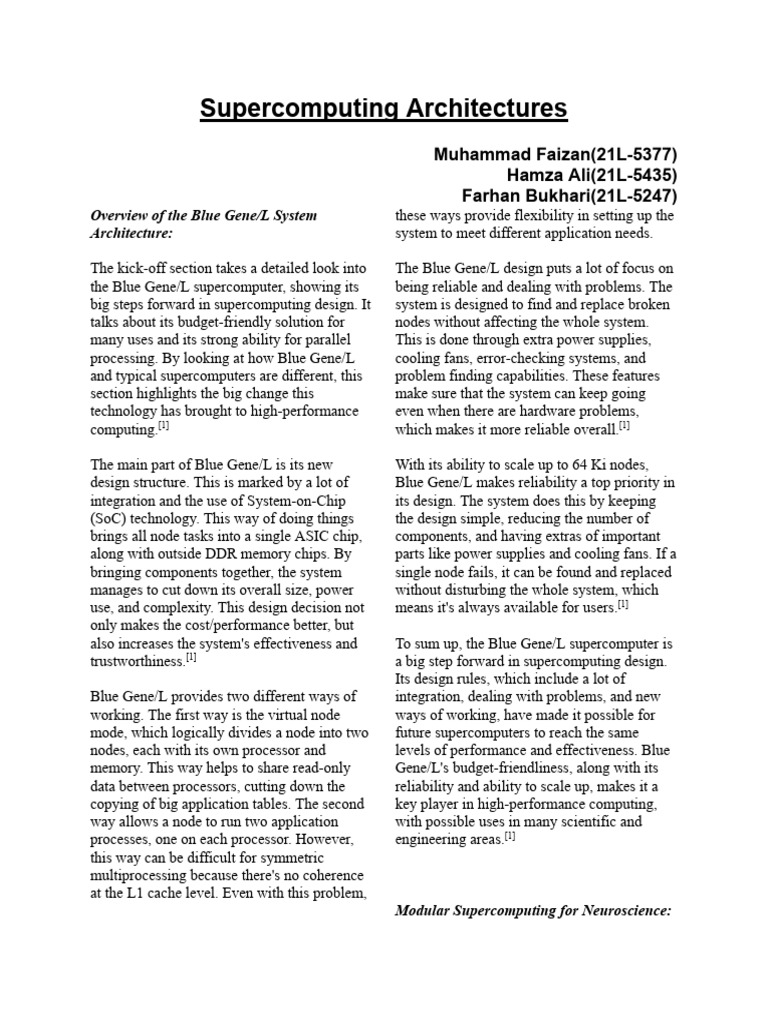 Supercomputing Architectures - Literature Review | PDF | Supercomputer | Computing