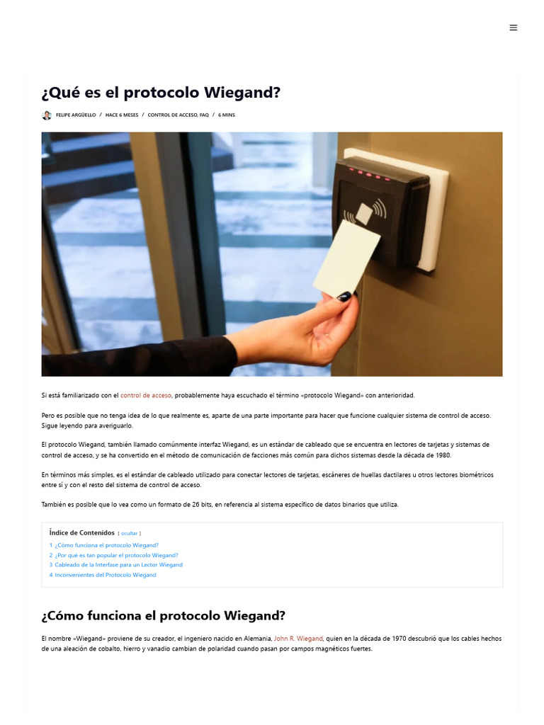 ¿Qué Es El Protocolo Wiegand_ - Infoteknico | PDF | Poco | Biometría