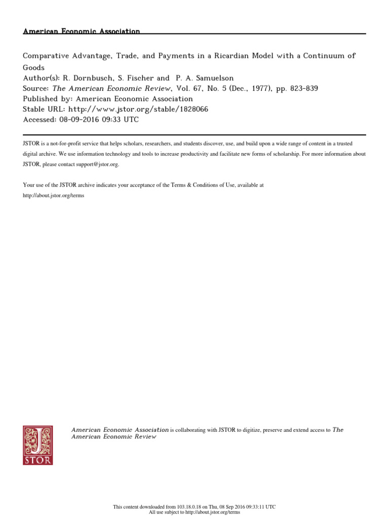 Comparative Advantage Ricardian Model | PDF | Comparative Advantage ...