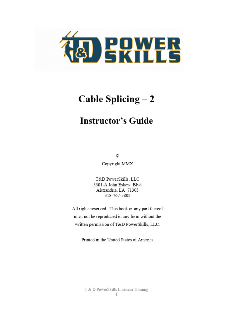 Cable Splicing 2 Instructors Guide | PDF | Electrical Connector ...