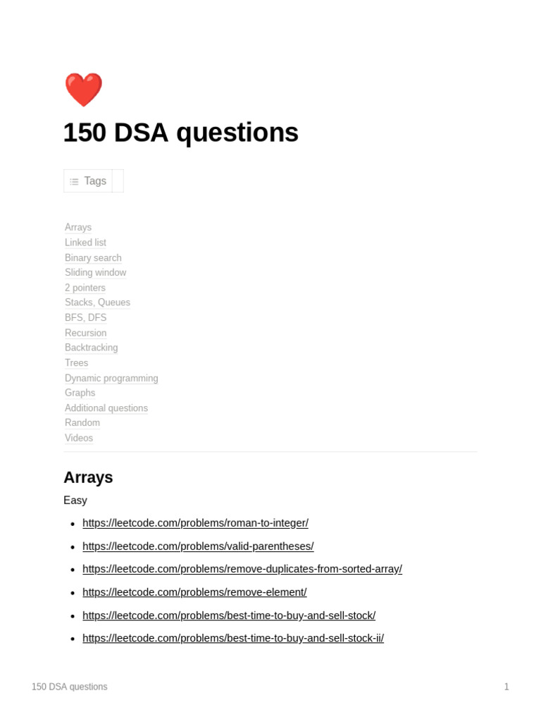 150 DSA Questions | Download Free PDF | Combinatorics | Discrete Mathematics