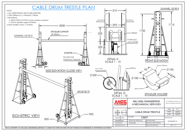 Cable Drum Stand Drawing | PDF