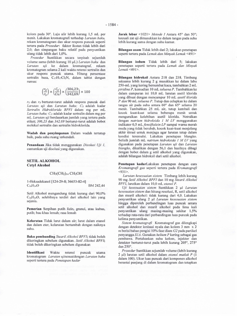 Farmakope Indonesia Edisi VI Cetyl alcohol | PDF