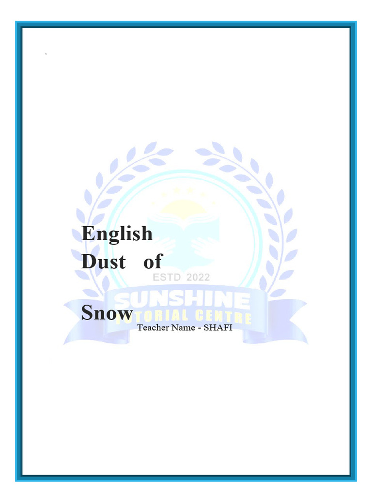 English Class 10 Dust of Snow | PDF