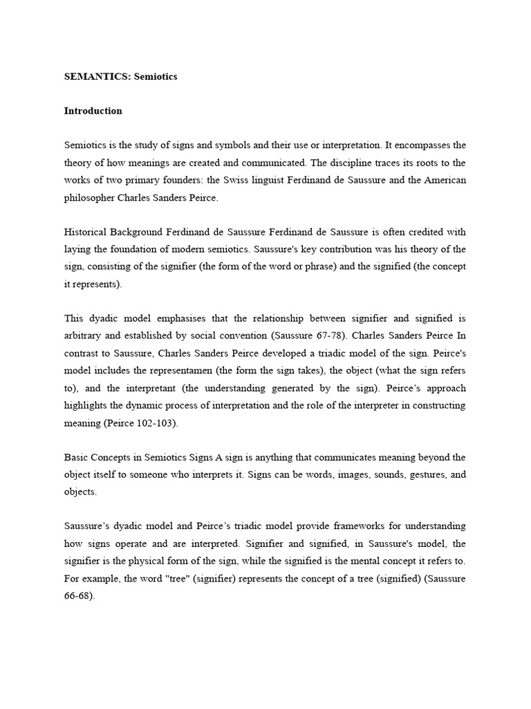 Understanding Semiotics and Its Models | PDF | Semiotics | Human ...