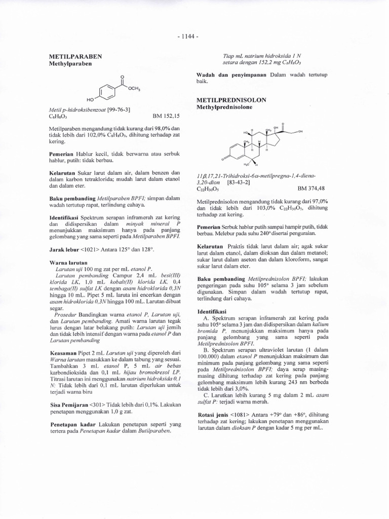Farmakope Indonesia Edisi VI MetilParaben | PDF