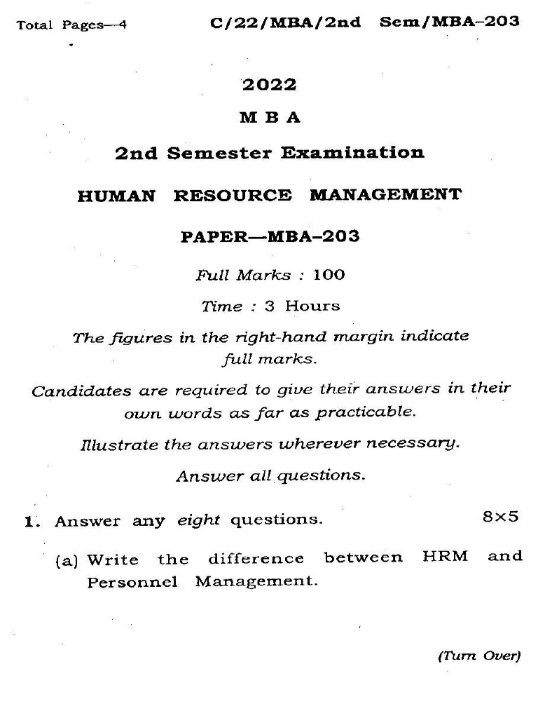 Mba 203 (HRM) 2022 | PDF