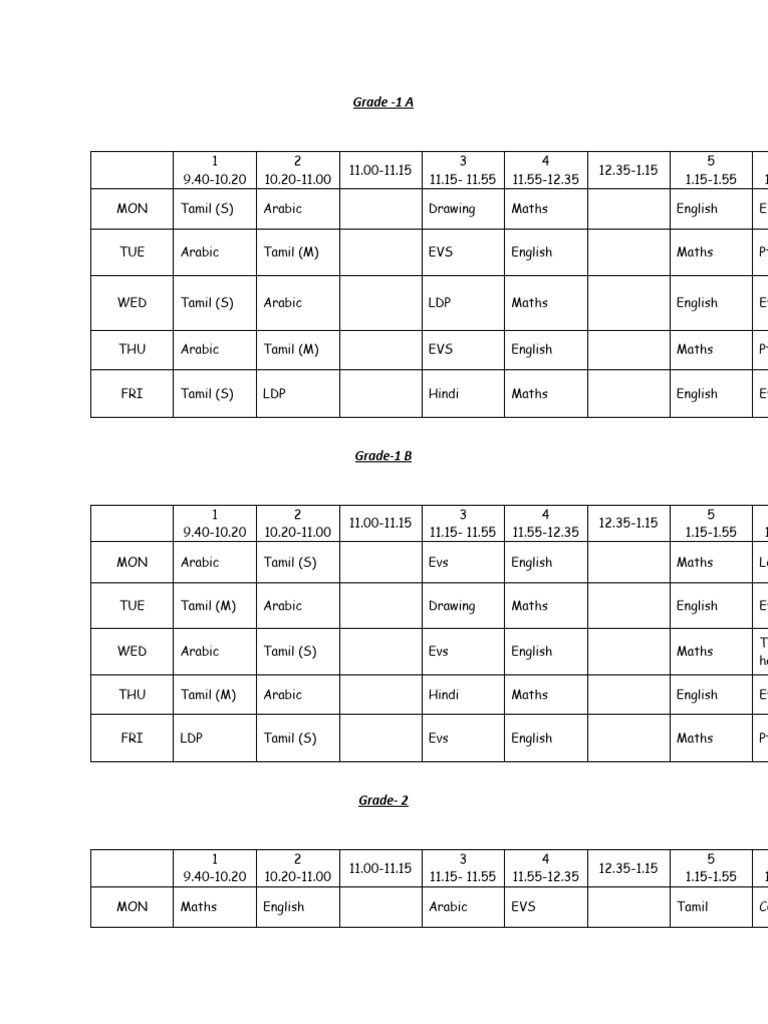 Time Table Term-1 2024-2025 | PDF