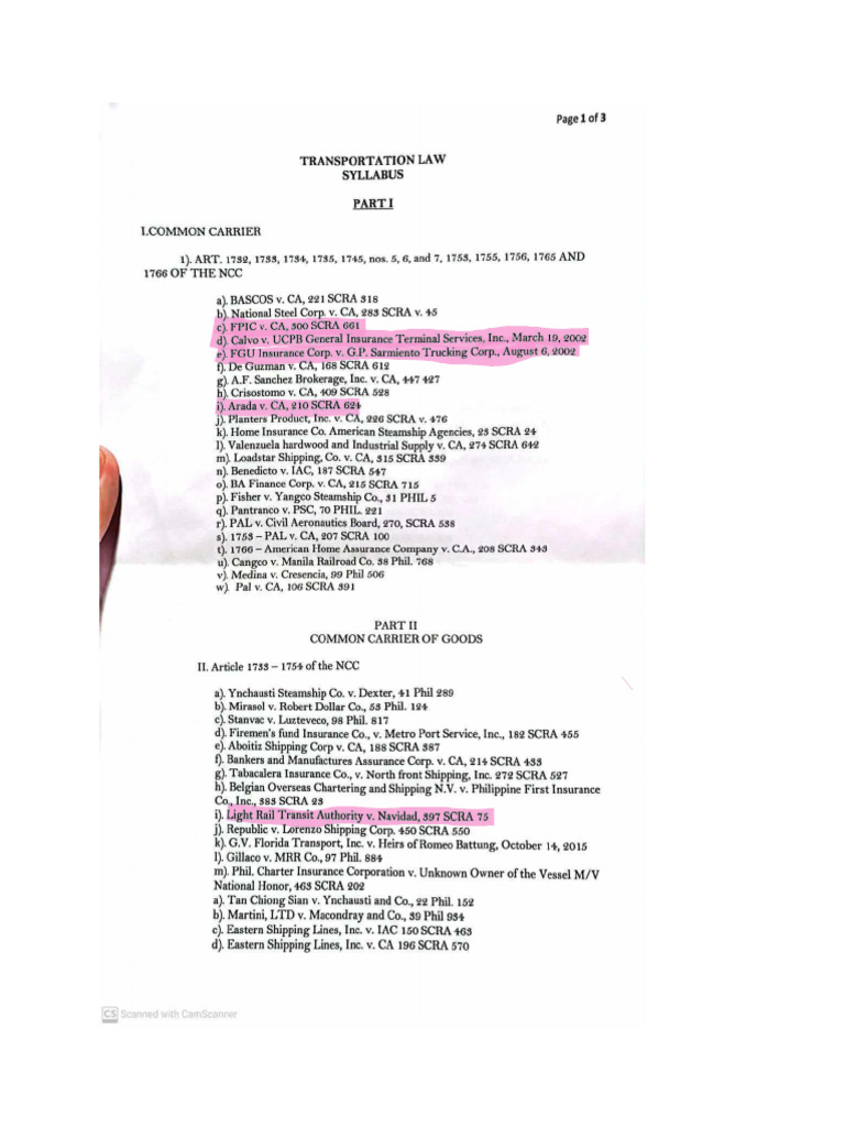 Transpo Cases 1 | PDF