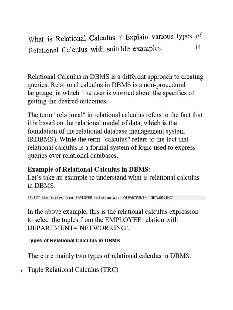 Relational Calculus | PDF | Relational Model | Databases