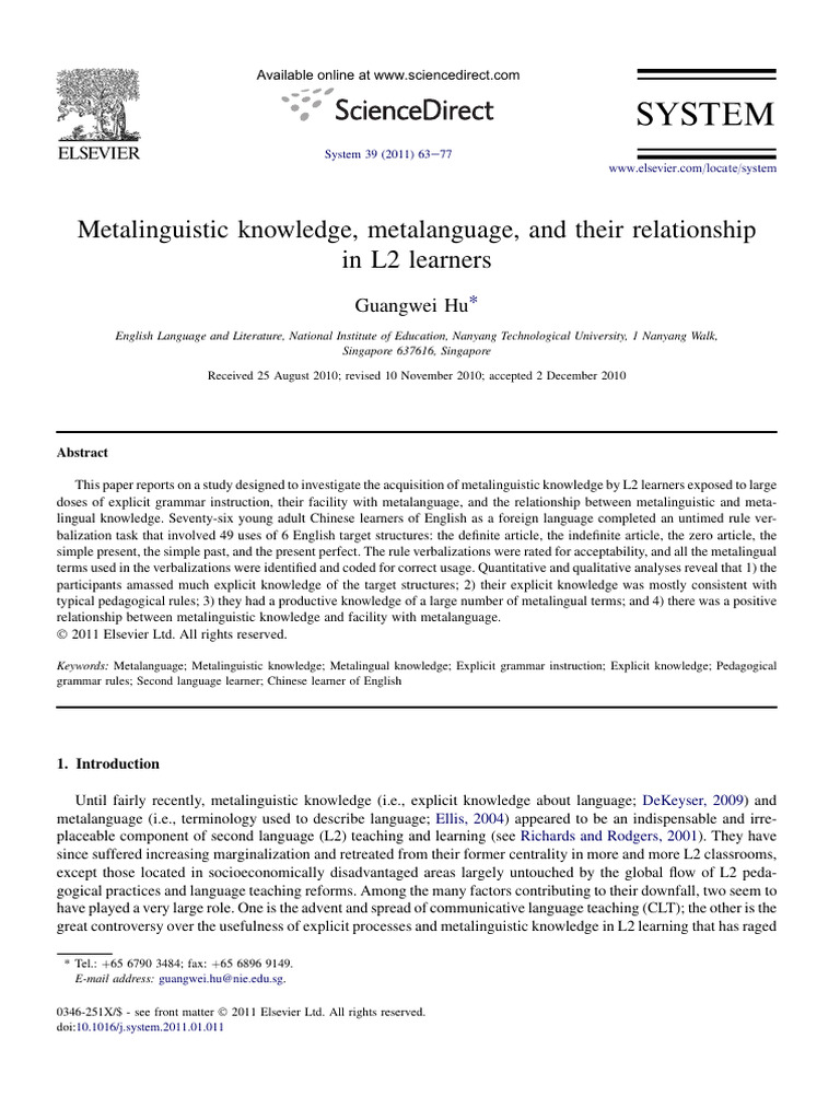 2 Metalinguistic Chinese Researcher | Download Free PDF | Second ...