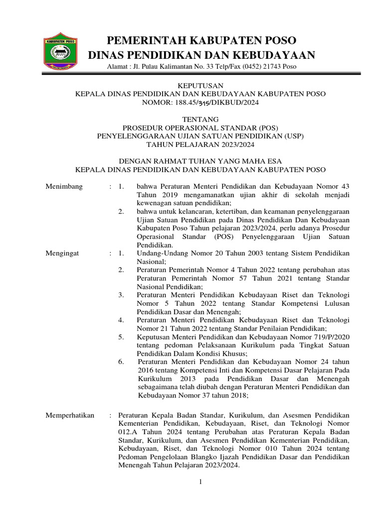 Pos Usp Tahun 2024 | PDF
