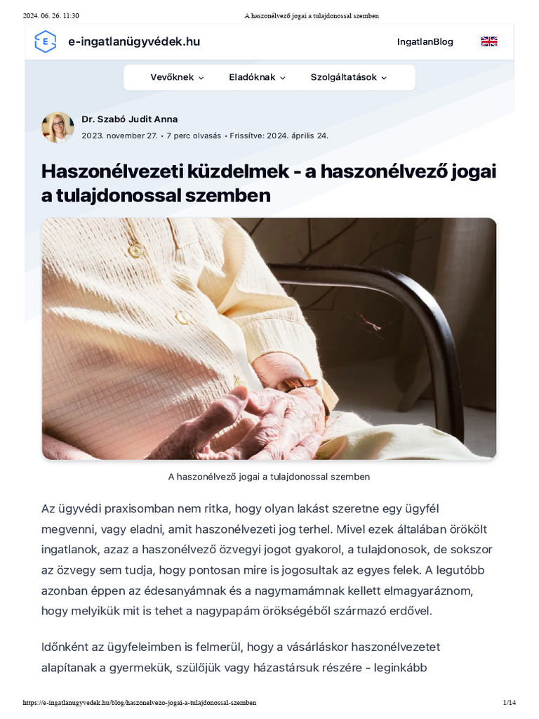 A Haszonélvező Jogai A Tulajdonossal Szemben | PDF