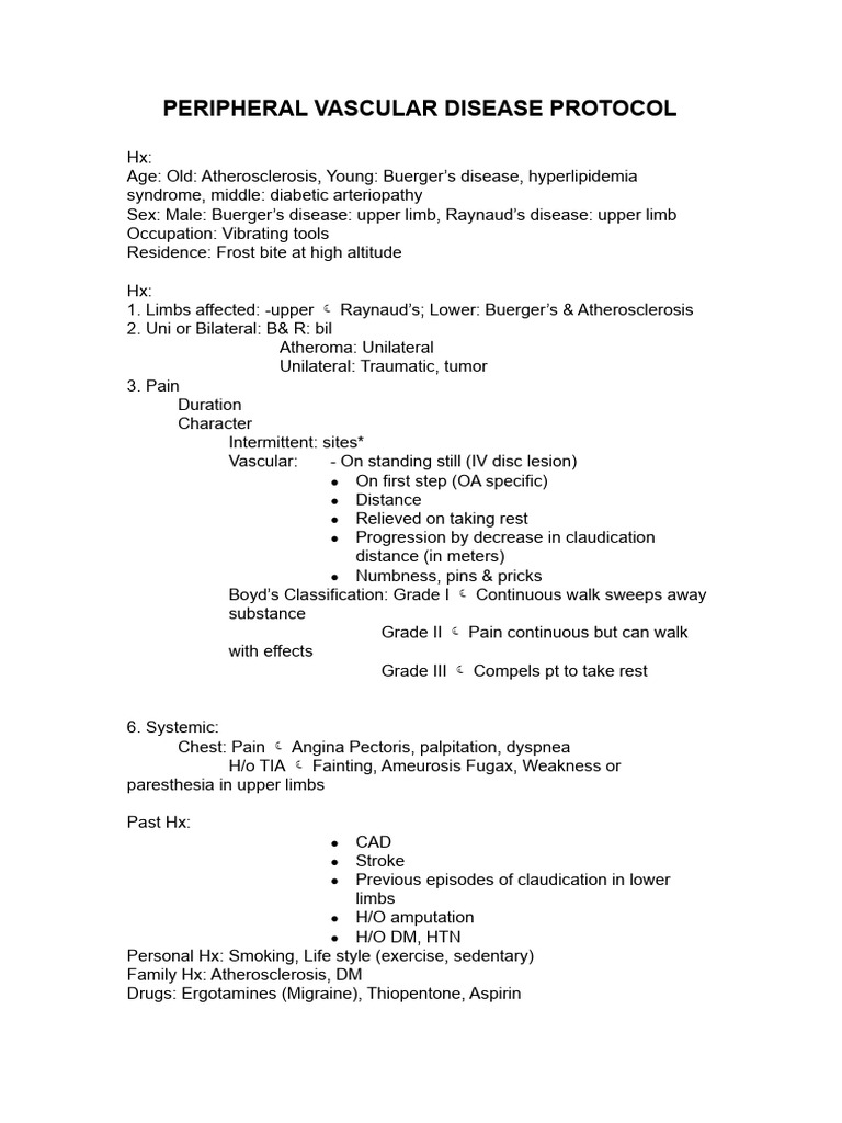 PERIPHERAL VASCULAR DISEASE PROTOCOL | PDF | Knee | Ankle