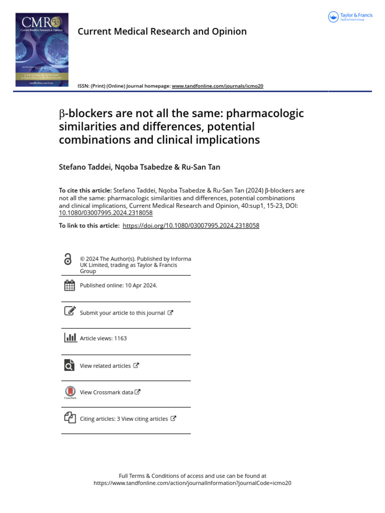 Blockers Are Not All The Same Pharmacologic Similarities and ...