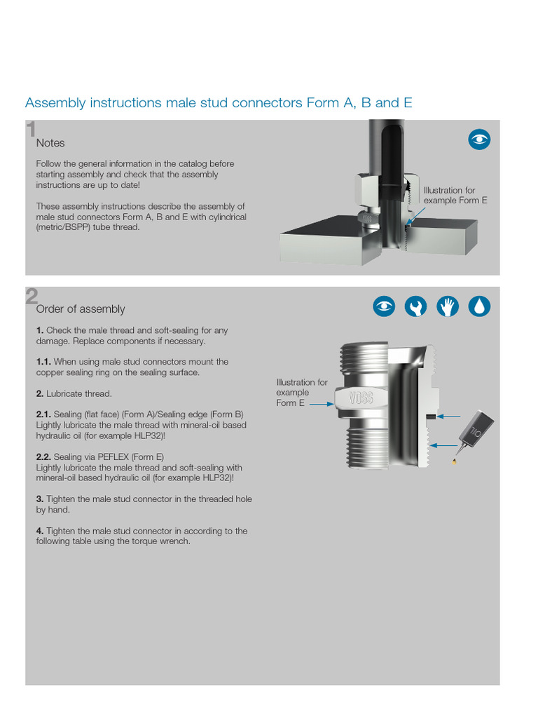 Assembly Instructions Male Stud Connectors Form A B and E EN | PDF ...