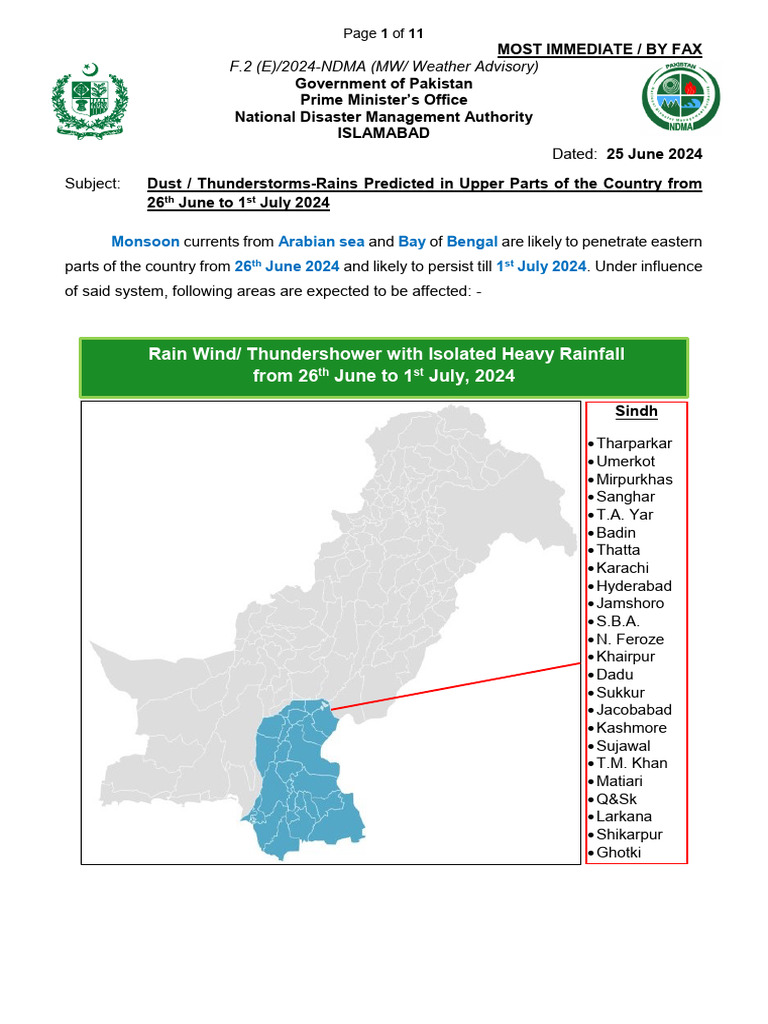 Upcoming Thunderstorm Alerts in Pakistan | PDF | Islamabad | World Politics