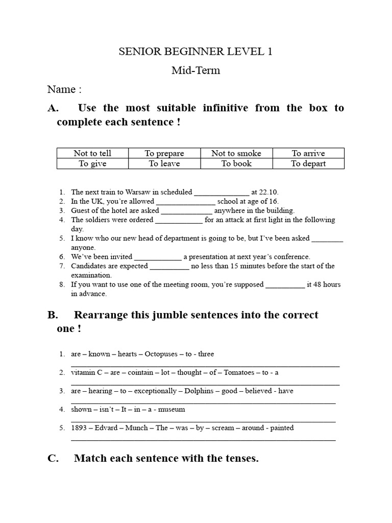 SENIOR BEGINNER LEVEL 1 - Mid Term | PDF