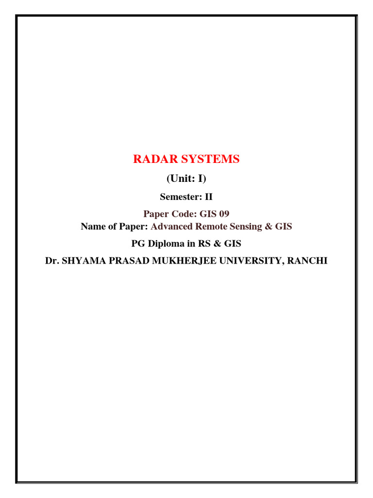 Radar Systems (1) | PDF | Radar | Polarization (Waves)