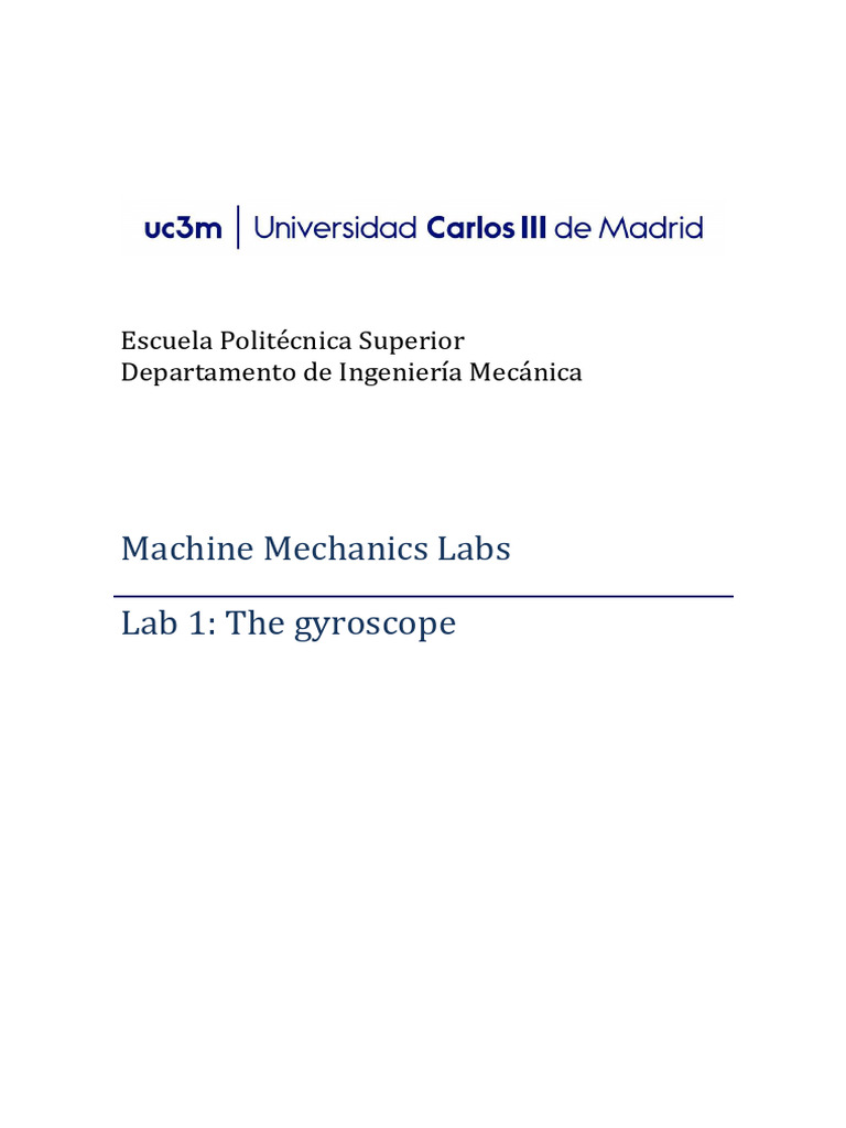 Lab 1 - The Gyroscope - Eng | PDF | Gyroscope | Angular Momentum Lab 1 - The Gyroscope - Eng | PDF | Gyroscope | Angular Momentum