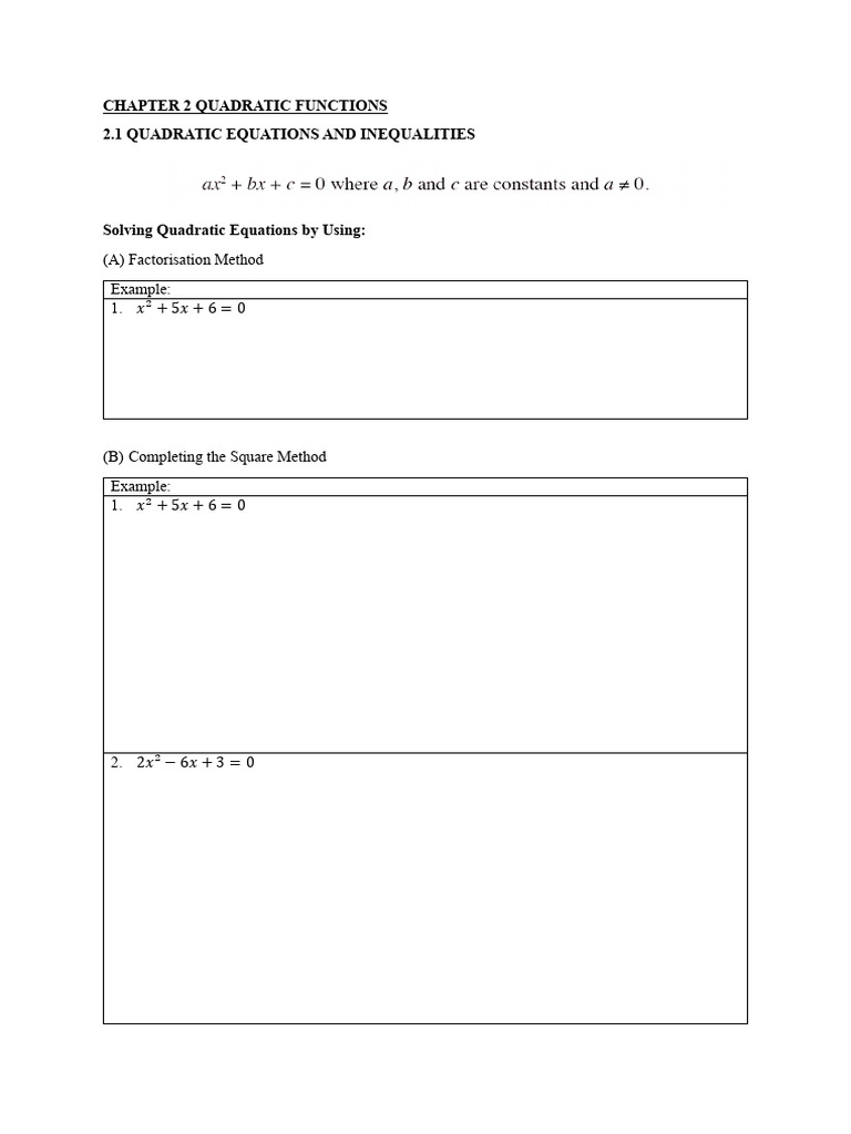 Chapter 2 Quadratic Functions | PDF | Quadratic Equation | Applied Mathematics
