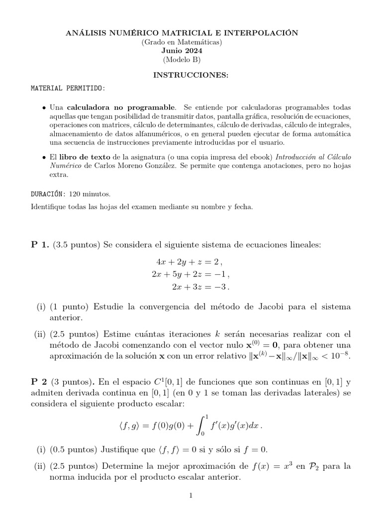 ANMI Junio 2024 Modelo B Soluciones | PDF | Análisis numérico | Álgebra
