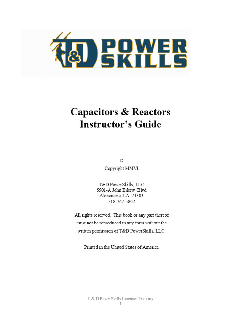 Capacitors Reactors Instructors Guide | PDF | Capacitor | Inductor