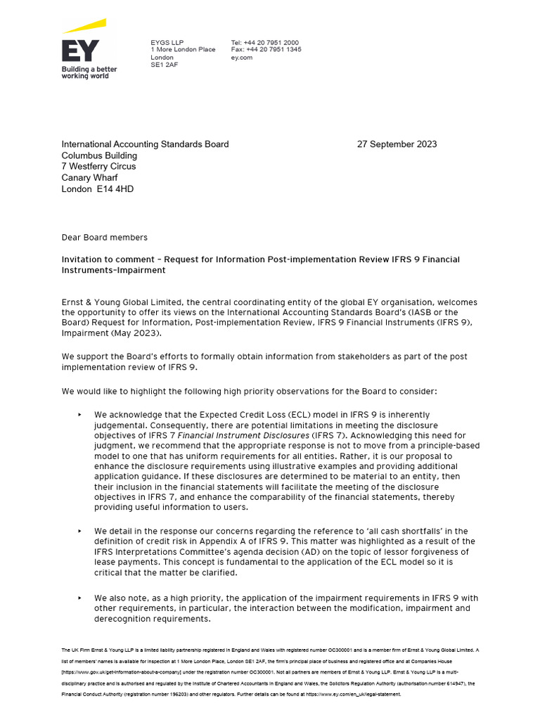 EY Response to IFRS 9 Review Insights | PDF | International Financial ...