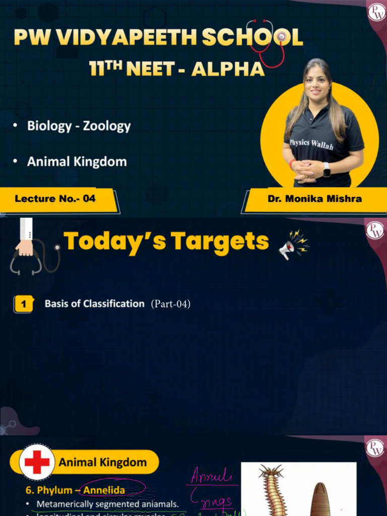 Animal Kingdom - 04 - Class Notes - (PW Vidyapeeth School 11th NEET ...