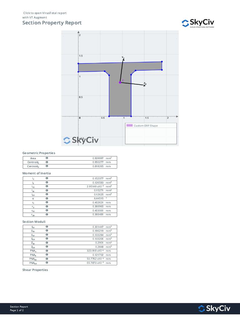 Section Property Report Analysis | PDF | Mechanics