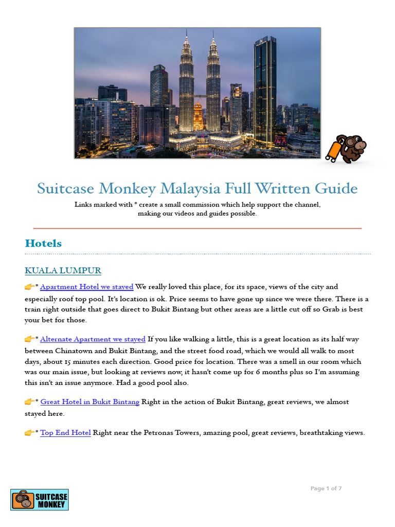 Suitcase Monkey Malaysia Travel Guide | PDF