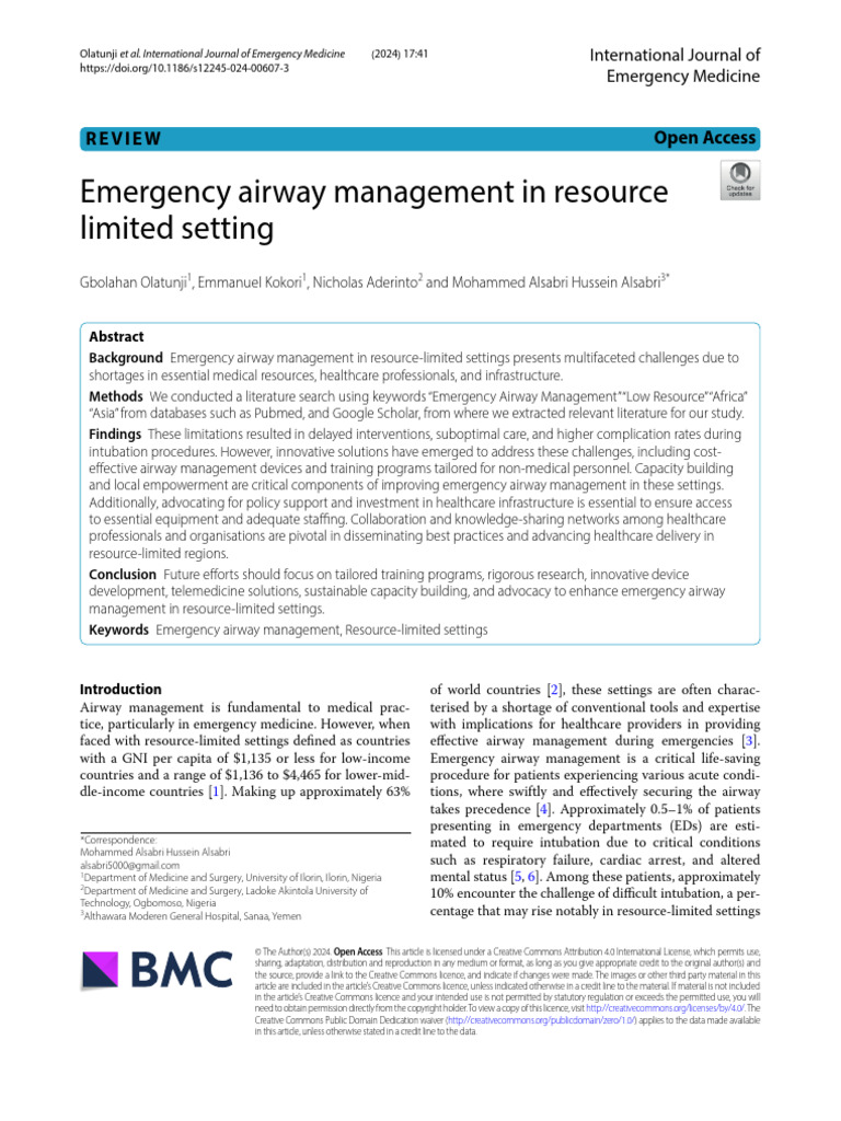 Emergency Airway Management in Resource | PDF | Major Trauma | Health Care