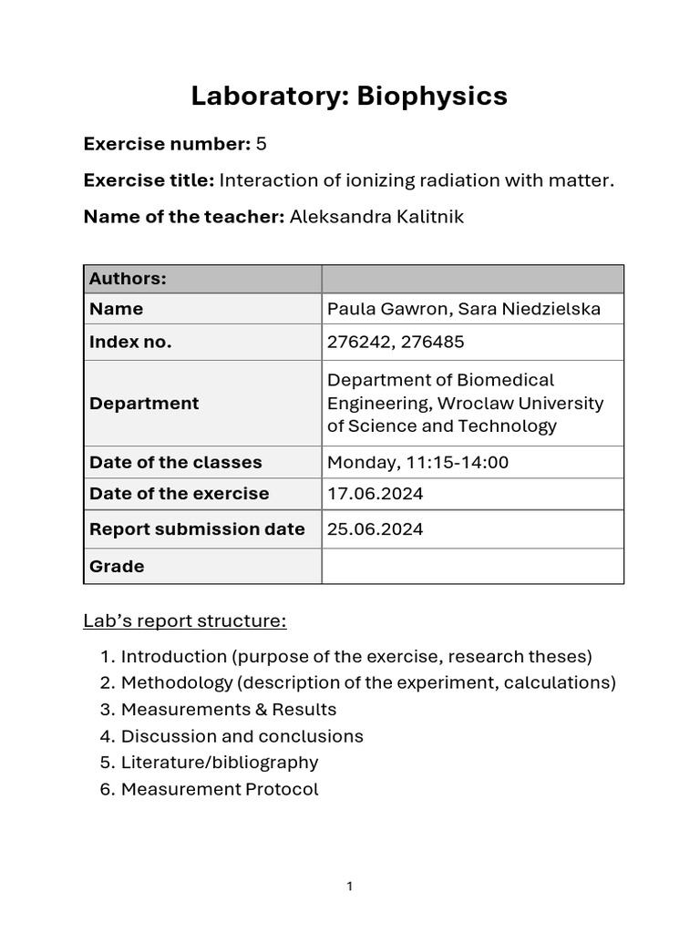 Ionizing Radiation Interaction Experiment | PDF | Radiation | Physical ...