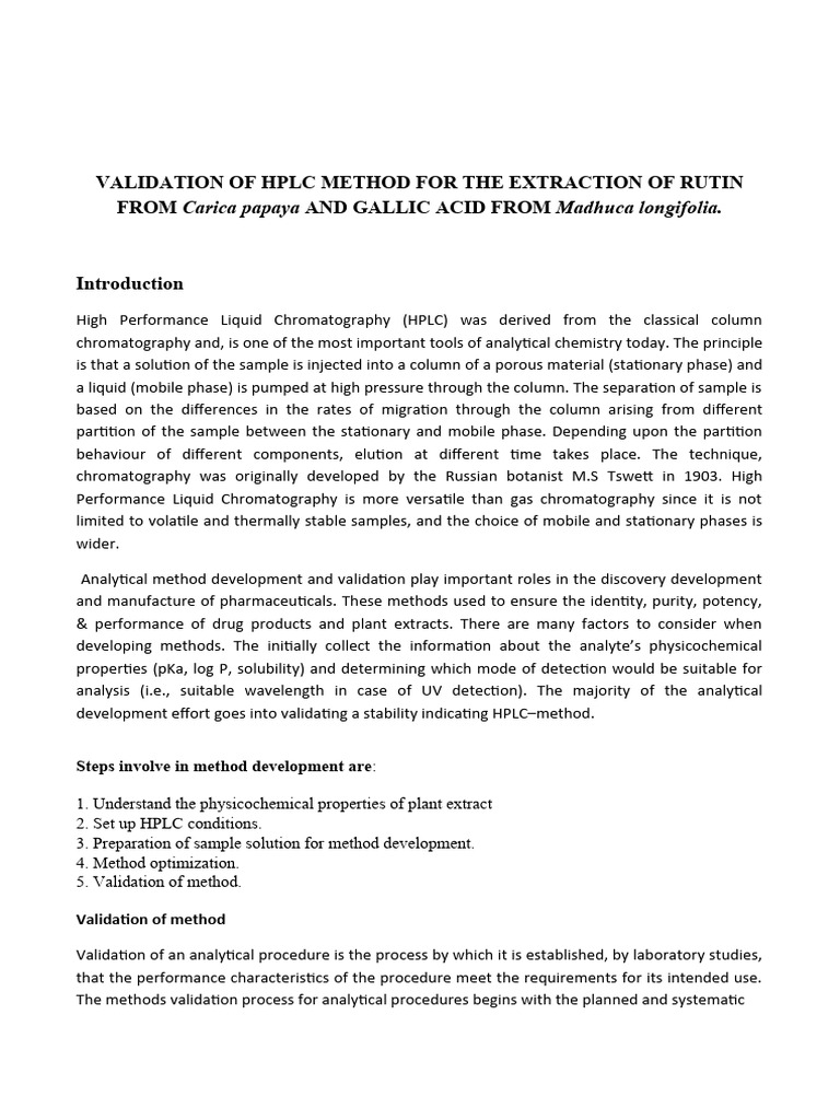 Hplc Method Download Free Pdf Chromatography High Performance