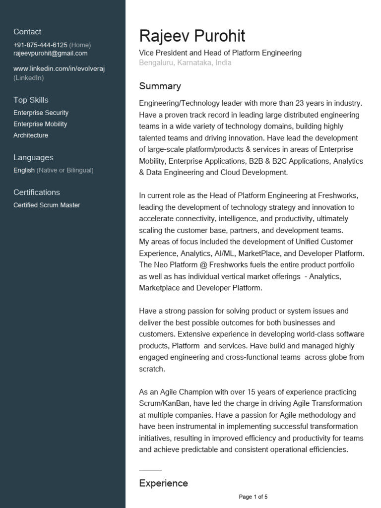 LinkedIn Profile of Rajeev Purohit, Freshworks, Bengaluru | PDF | Agile Software Development ...