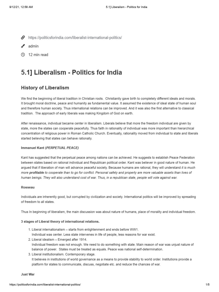 Liberalism | PDF | Liberalism | Immanuel Kant