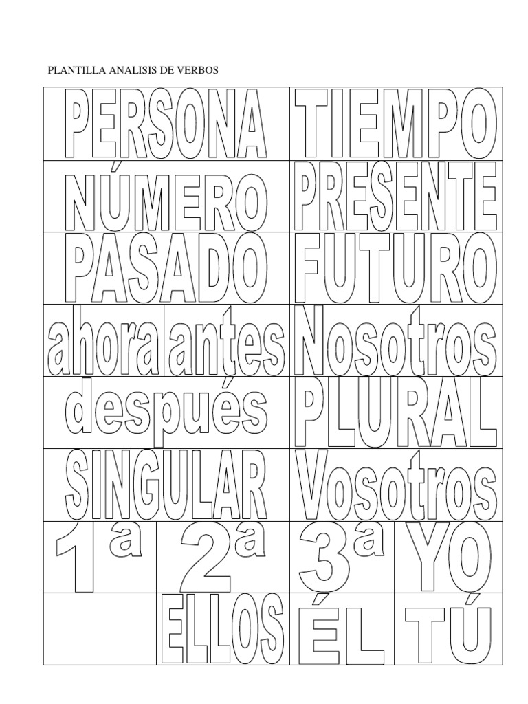 Juego Analisis de Verbos Para Colorear | Verbo | Conjugación gramatical