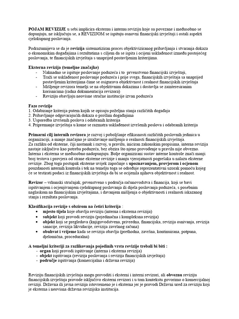 Interna Kontrola I Revizija - Skripta | PDF