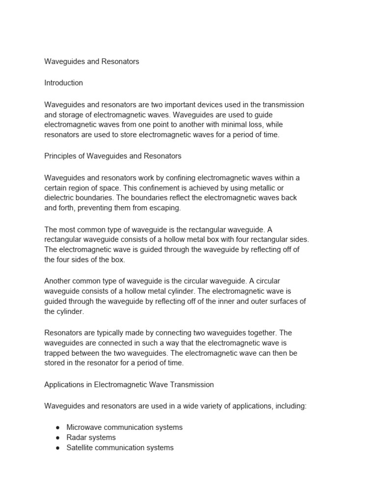 Waveguides and Resonators Explained | PDF | Waveguide | Electrical Engineering