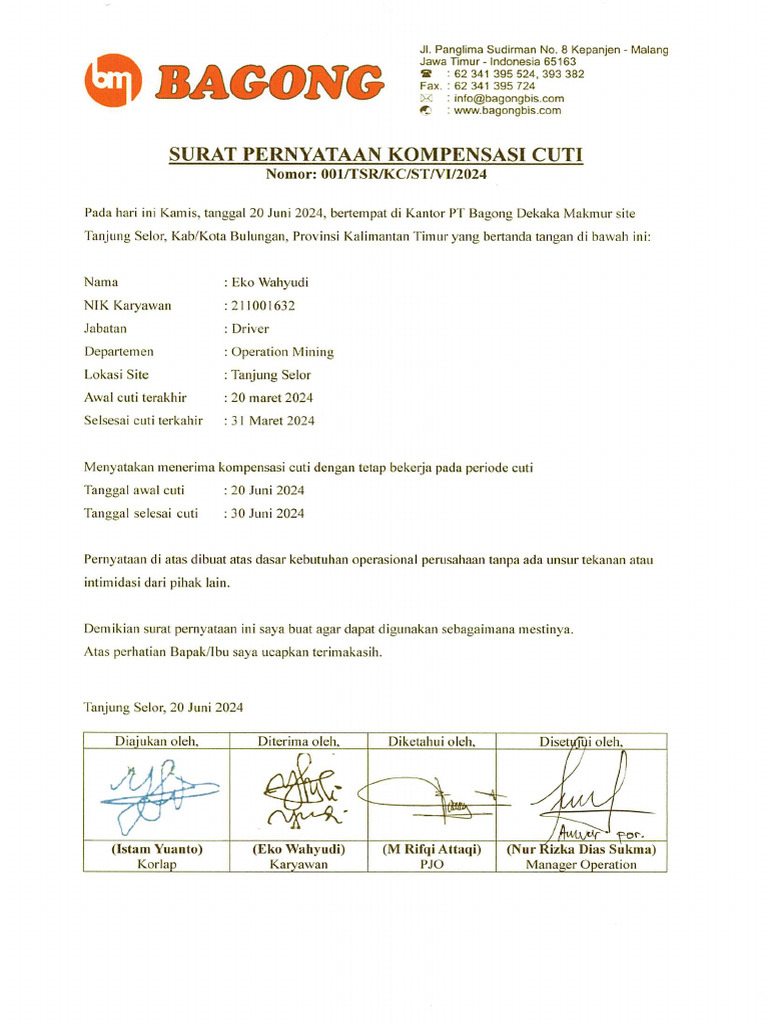Form Kompen Cuti - Eko Wahyudi | PDF