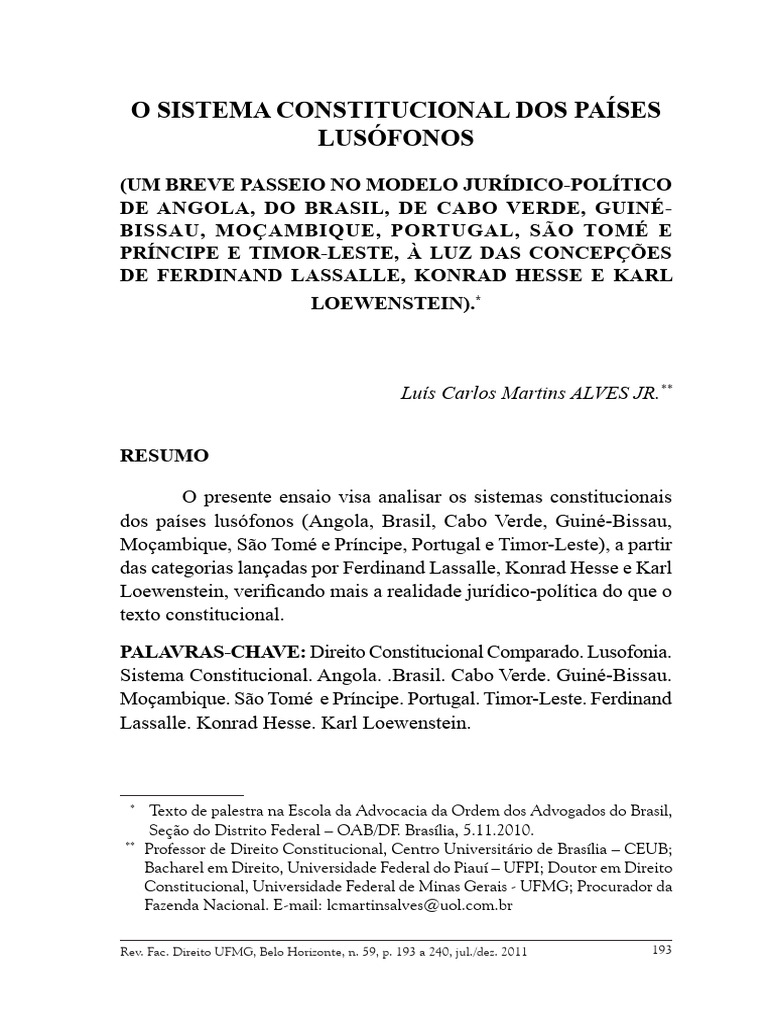 Sistemas Constitucionais Lusófonos | PDF | Constituição | Lei ...
