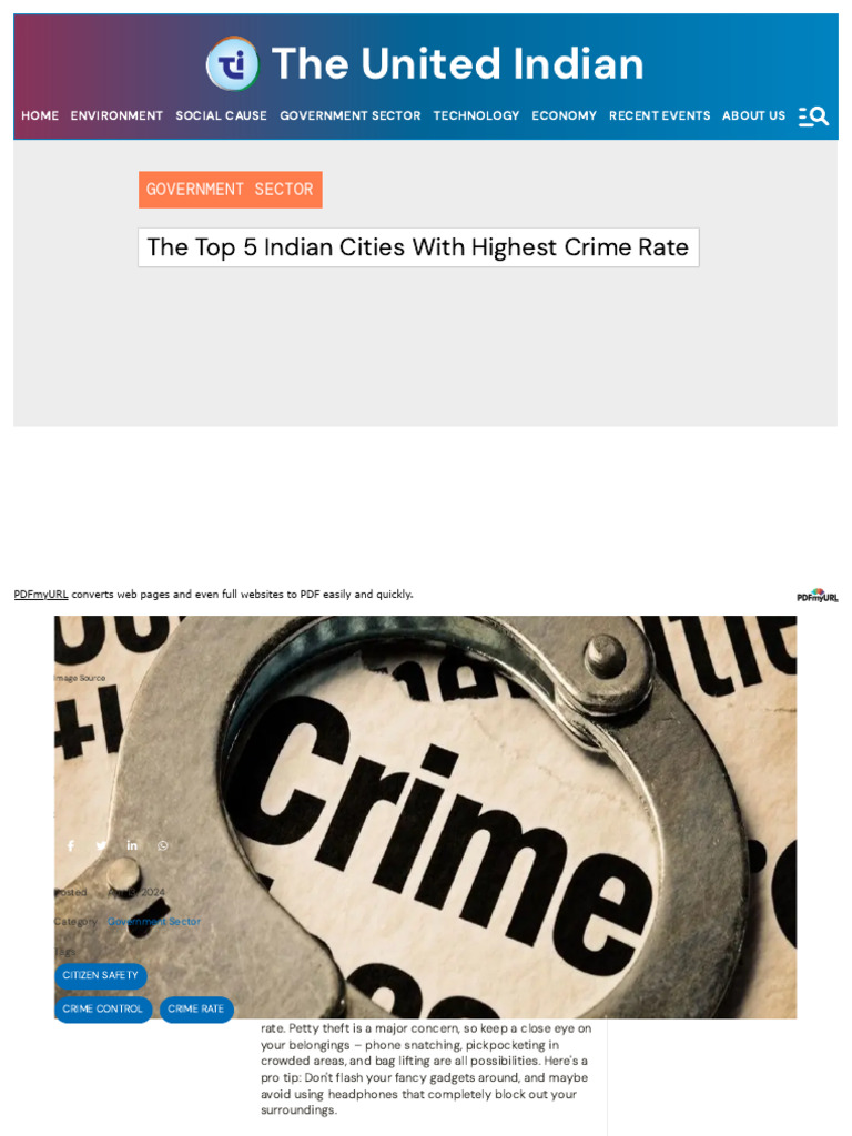 Which City Has Highest Crime Rate in India | PDF | Cybercrime | Crimes