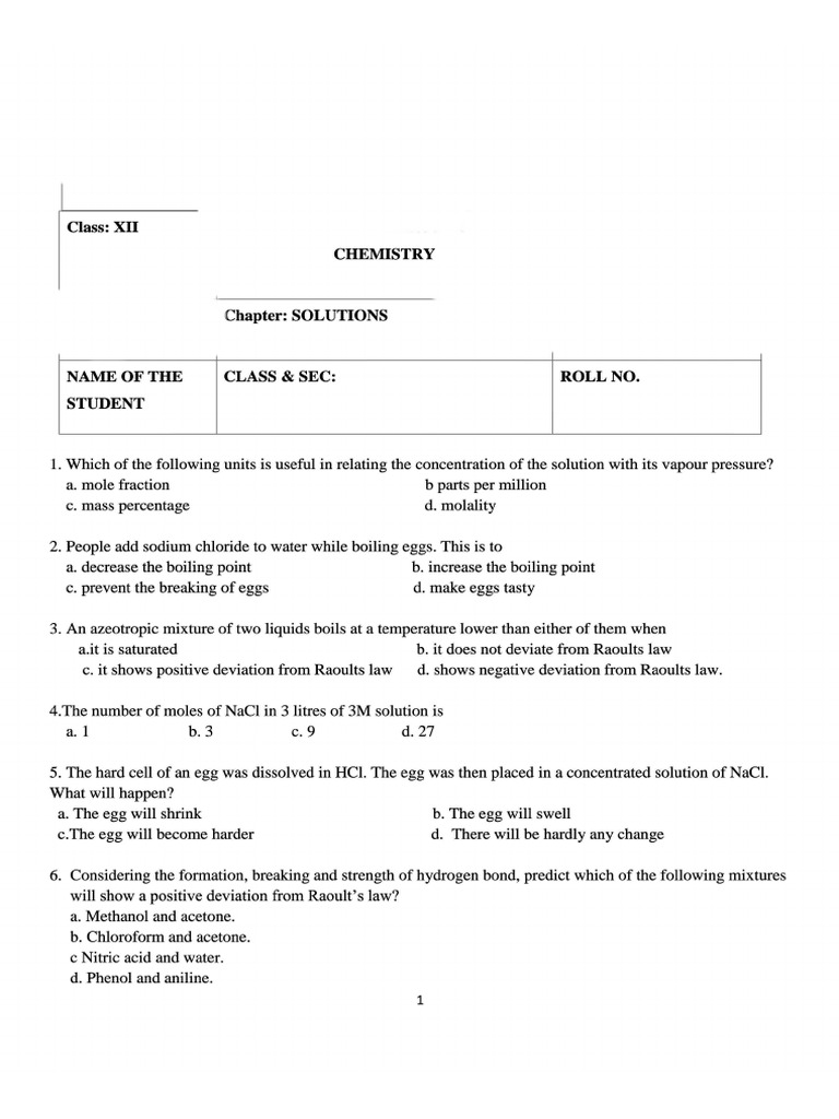 Chemistry Chapter 1 | PDF