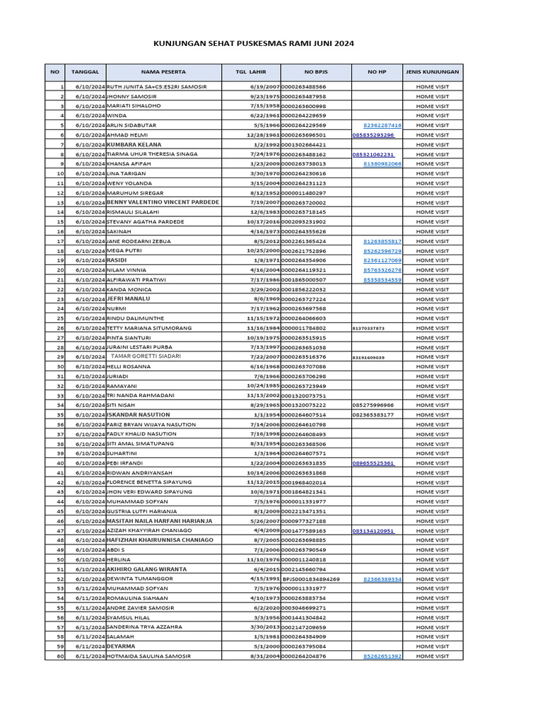 Kunjungan Sehat 2024 | PDF