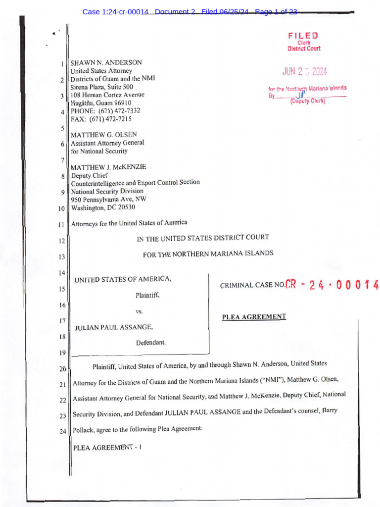 Assange Plea Agreement Overview | PDF | Plea Bargain | Plea