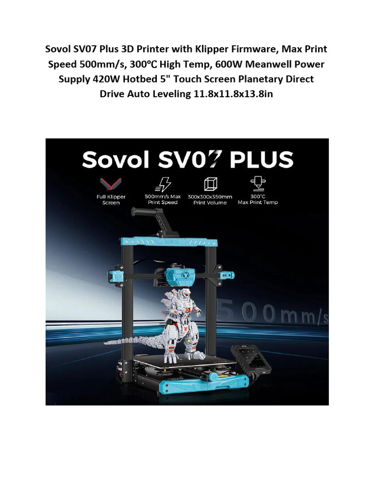 Sovol SV07 Plus 3D Printer Overview | PDF | Computers